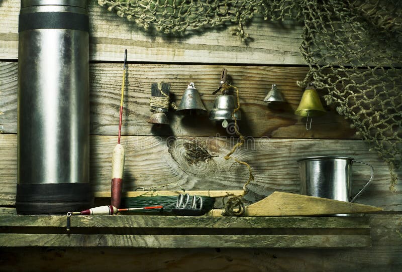 Set For Fishing On The Shelf. Stock Photo - Image of lure, gear: 77803704