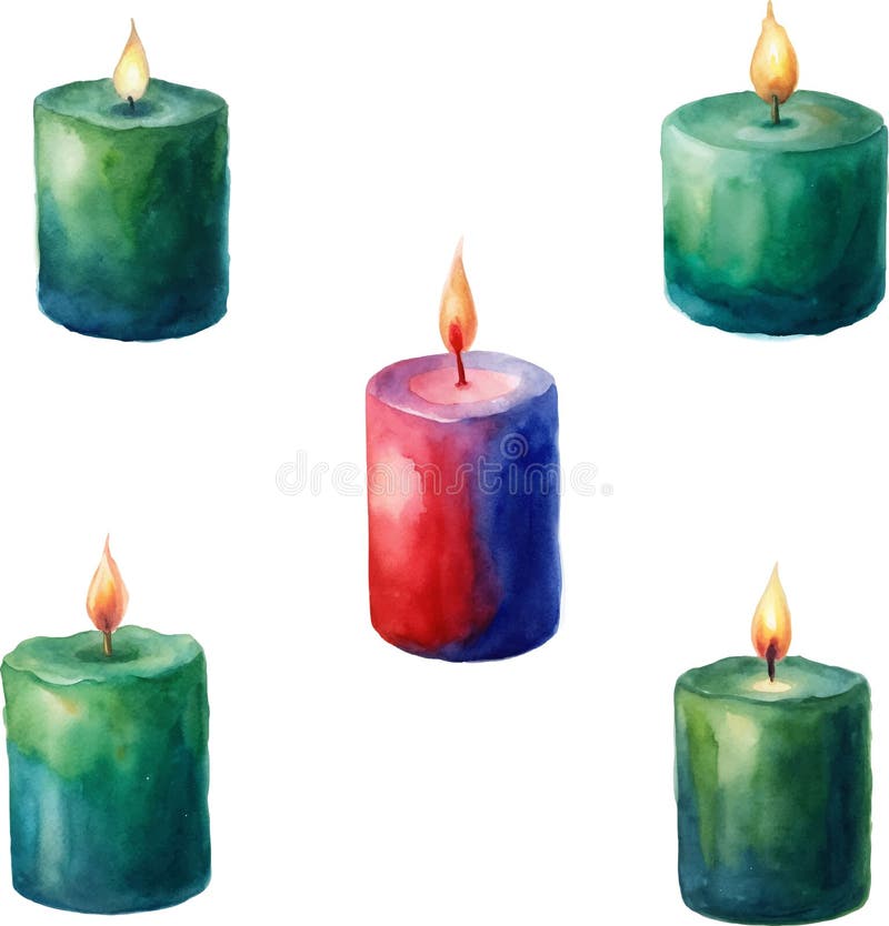 A Set of Five Candles with Different Colors and Sizes Stock ...