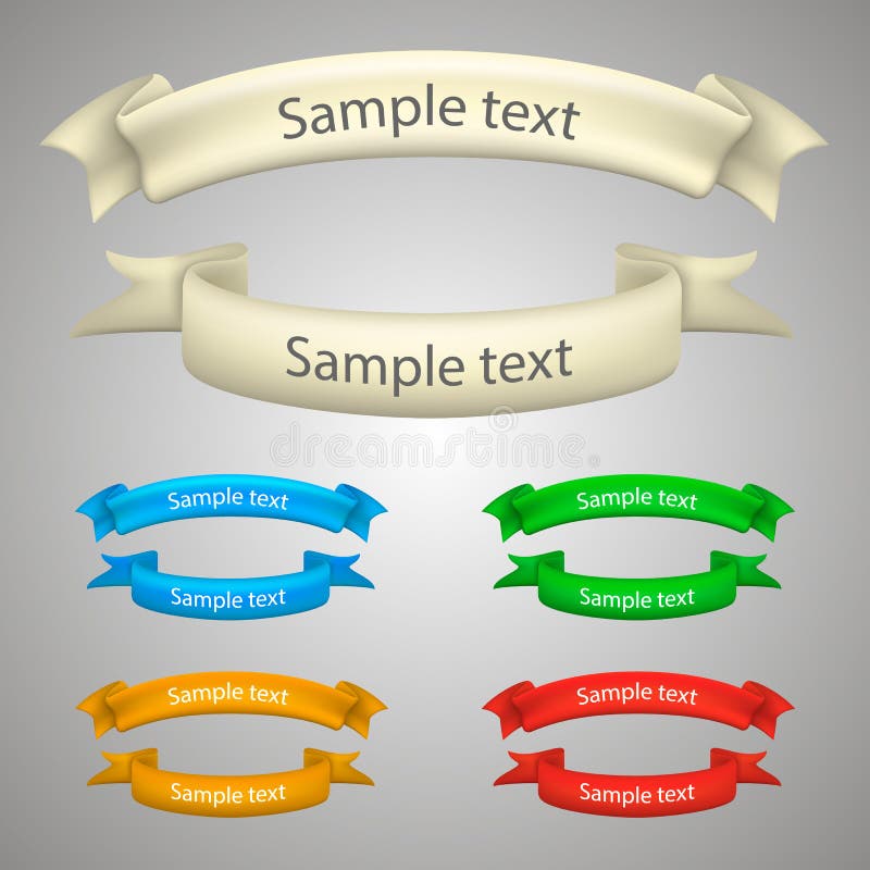 Set of five curled ribbons stock vector. Illustration of bill - 49473238