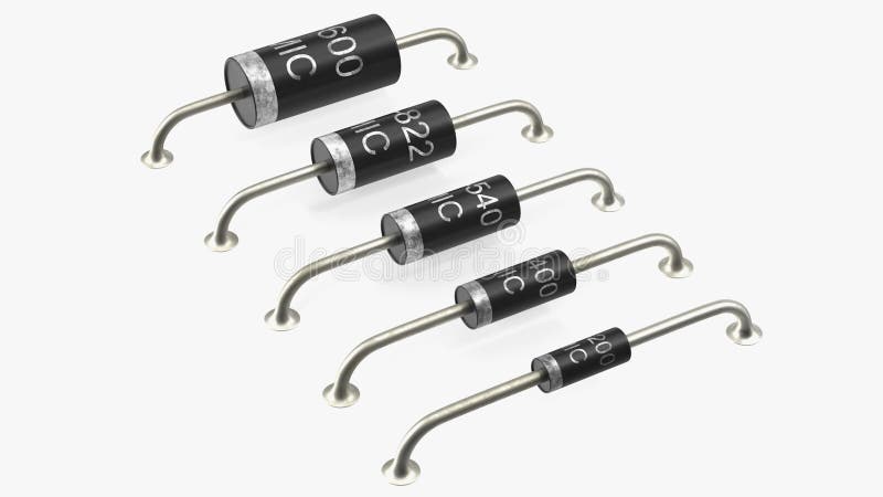 Set of Five Cylindrical Electrical Components with Leads Stock Image ...