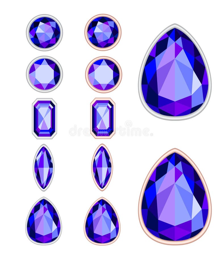 Set of Five Forms of Violet Gemstone Stock Vector - Illustration of ...