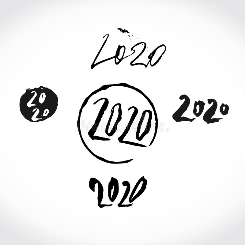 Set of Five Graphic Writing Templates for 2020. Stock Illustration ...