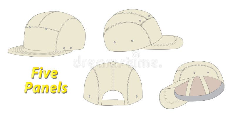 Set of Five Panel Cap Dimensions, Various Hat Dimensions, Design and ...