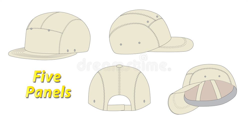 Set of Five Panel Cap Dimensions, Various Hat Dimensions, Design and ...