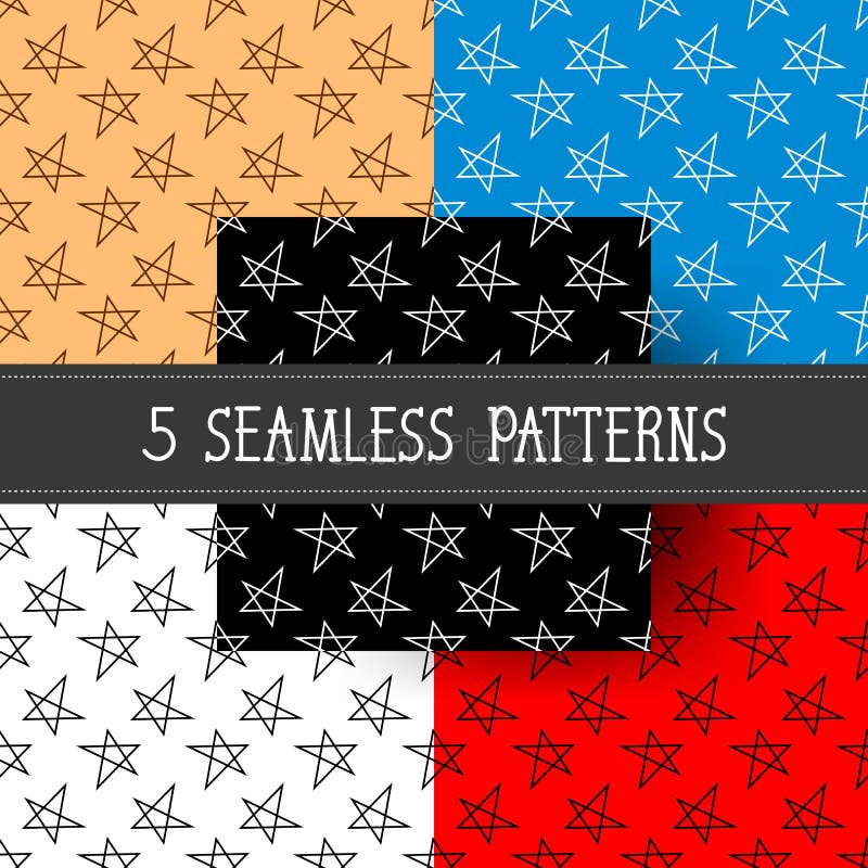 Set of Five Seamless Patterns for Your Products and Business. Stock ...