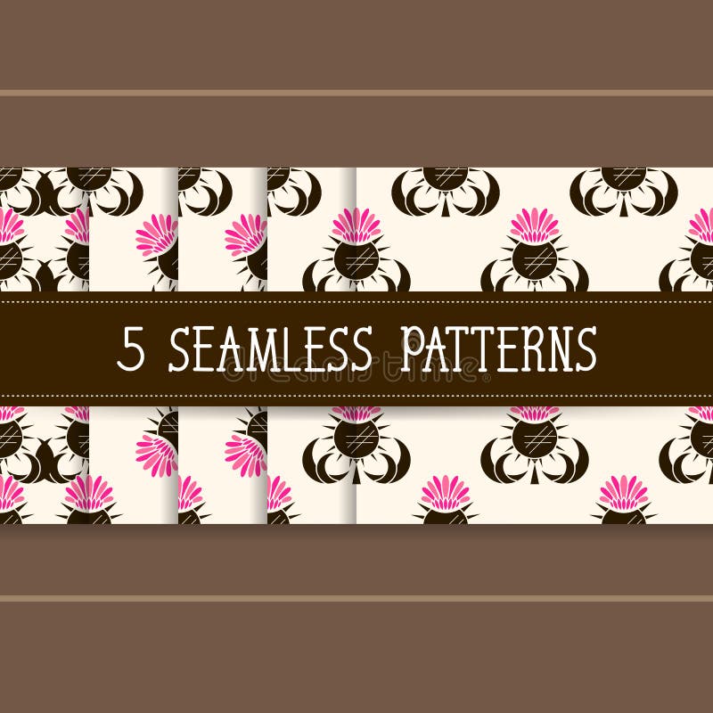 Set of Five Seamless Patterns for Your Products and Business Stock ...