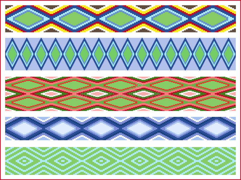 Set of Five Seamless Rhombic Patterns Stock Vector - Illustration of ...