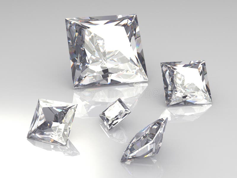 Set of Square Diamonds - 3D Stock Illustration - Illustration of ...