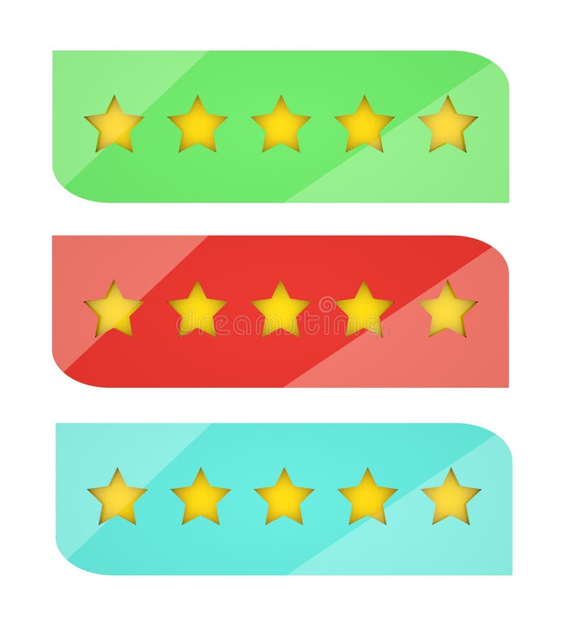 Set of Five Stars Rating Design Elements in Modern 3D Glossy Design ...