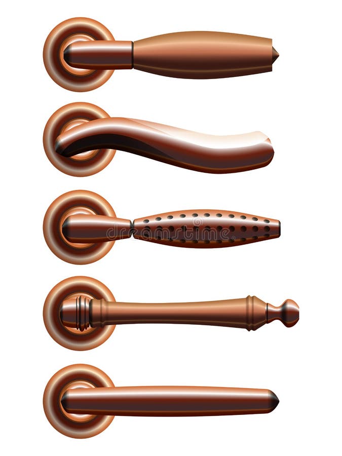 Set of Five Types of Bronze Door Handles Stock Vector - Illustration of ...