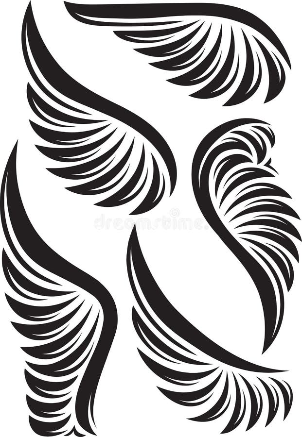 Set of five wings stock illustration. Illustration of shape - 59388328