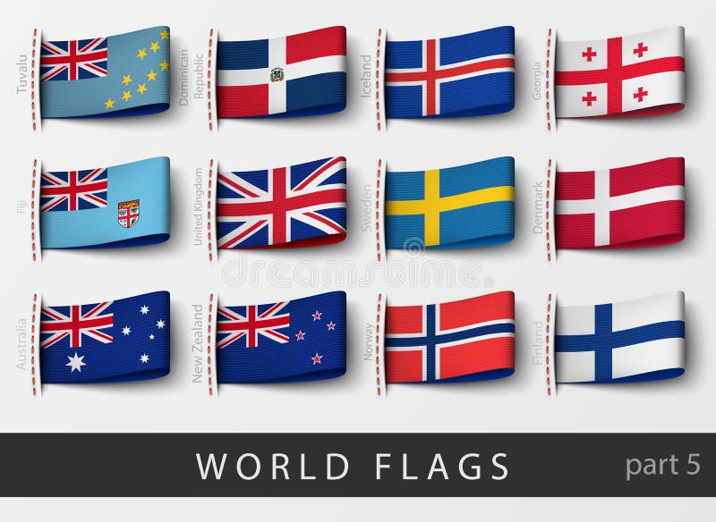 Set of Flag Labels of All Countries Stock Vector - Illustration of ...