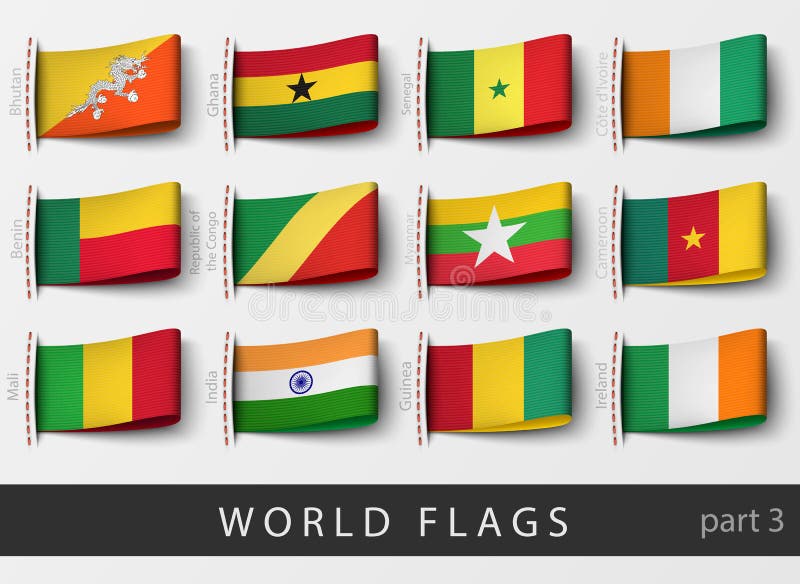 Set of Flag Labels of All Countries Stock Vector - Illustration of ...