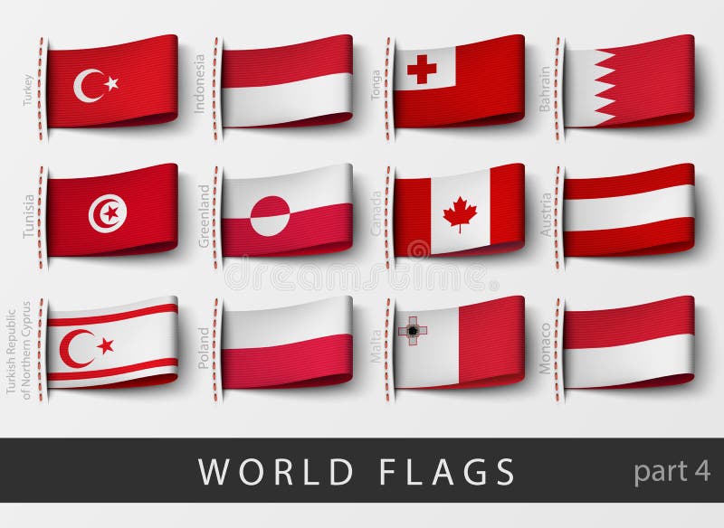 Set of Flag Labels of All Countries Stock Illustration - Illustration ...