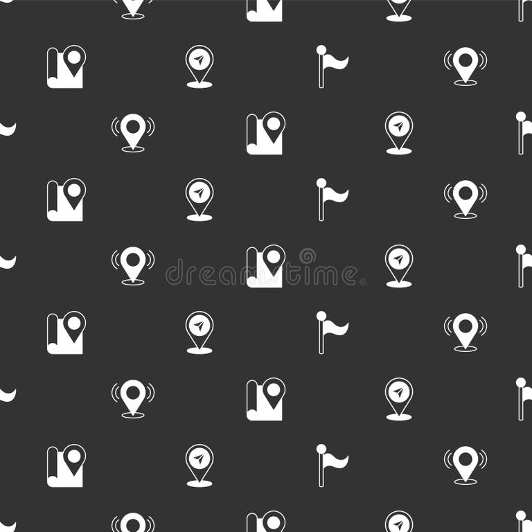 Set Flag Map Pin Folded Map With Location Marker And On Seamless Pattern Vector Stock Vector