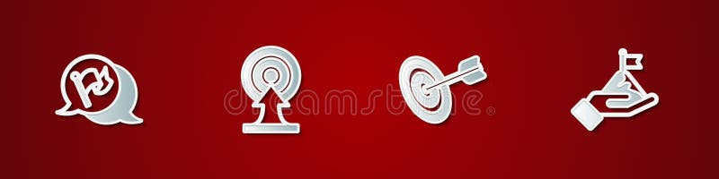 Set Flag, Target with Arrow, and Mountains Flag Icon. Vector Stock ...