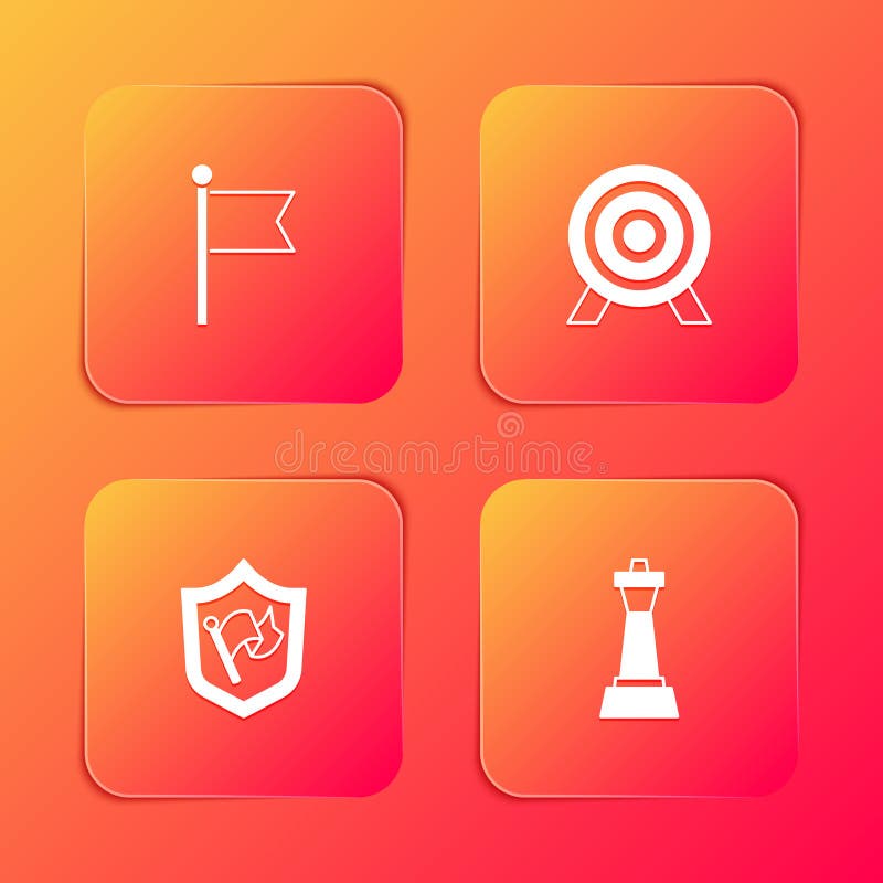 Set Flag, Target, Shield with Flag and Chess Icon. Vector Stock Vector ...
