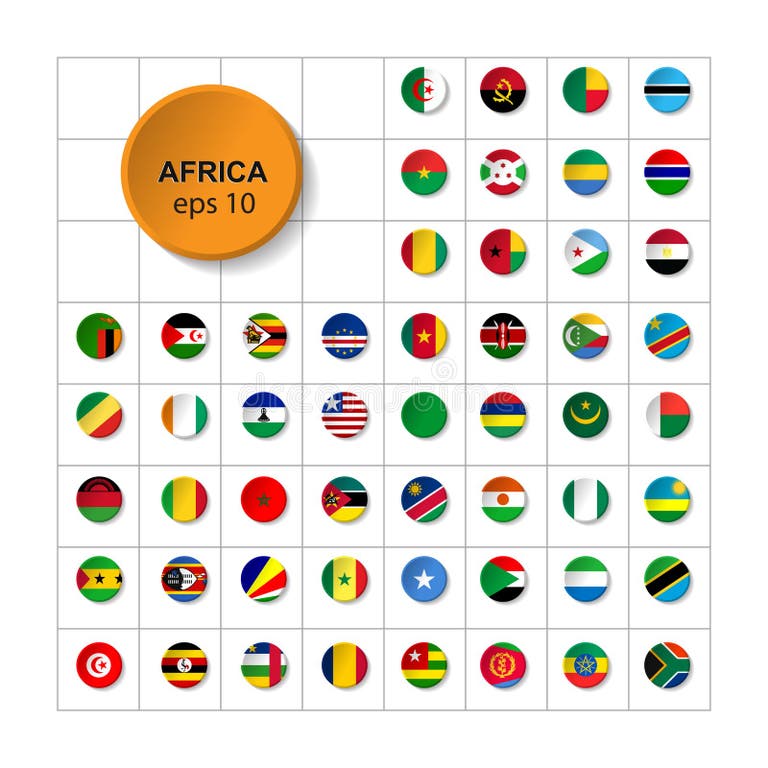 Set of Flags of Africa. Triangular Button. Vector. 10 Eps Stock ...