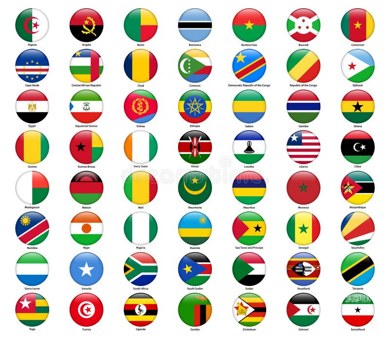 Set of Flags of All African Countries. Flat Style Stock Vector ...