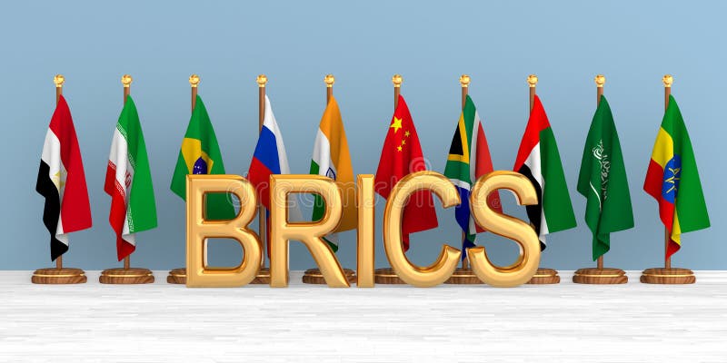 Set Flags BRICS in Room. 3D Illustration Stock Illustration ...