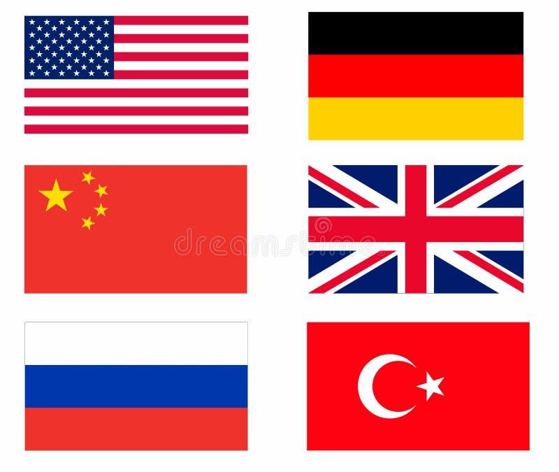 Set of Flags of Countries - Leaders of Economic Development. Vector ...