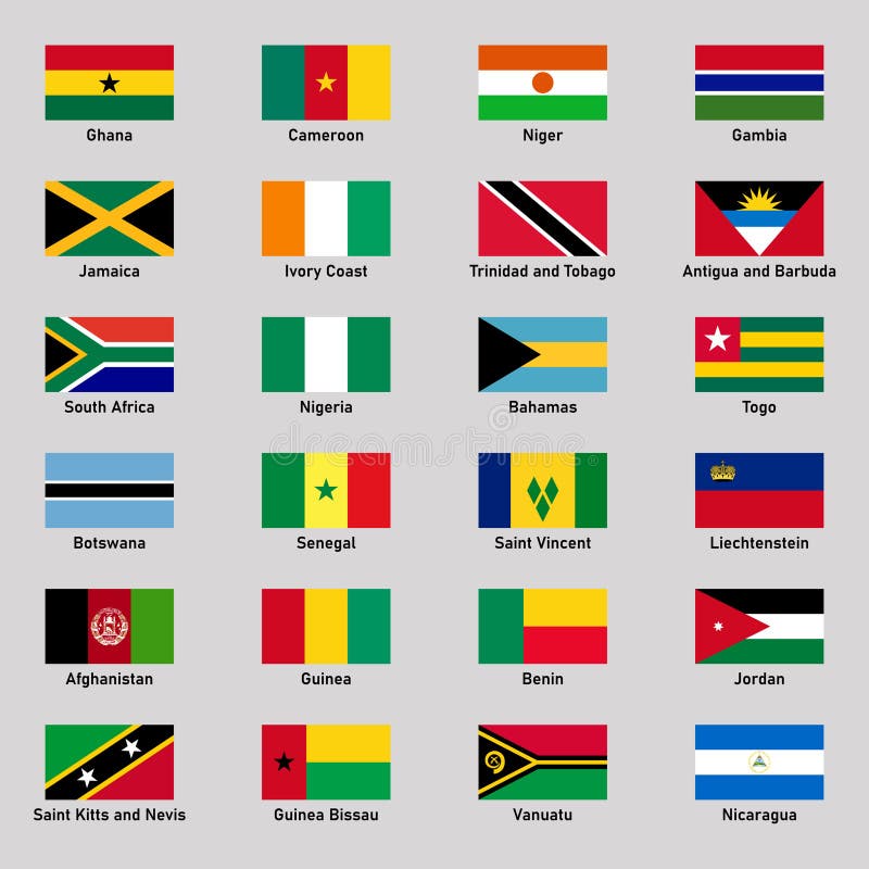 Set of Flags of Different Countries in Flat Style Stock Vector ...