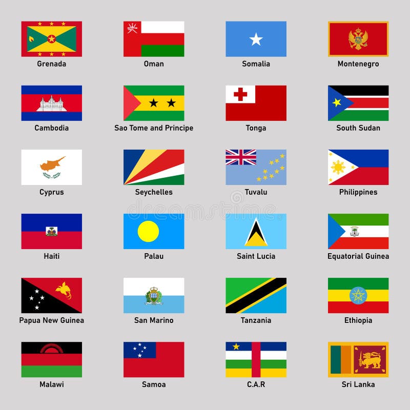 Set of Flags of Different Countries in Flat Style Stock Vector ...