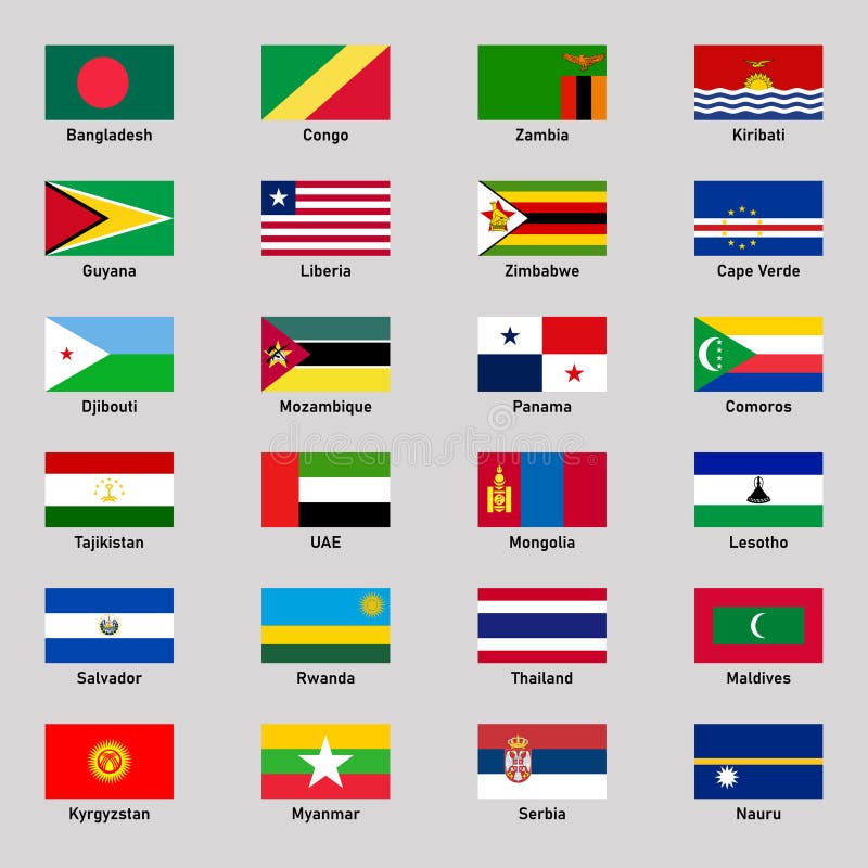 Set of Flags of Different Regions Countries in Flat Style Stock Vector ...
