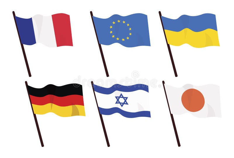 Set of Flags. Glossy Buttons. All Elements and Textures are Individual ...