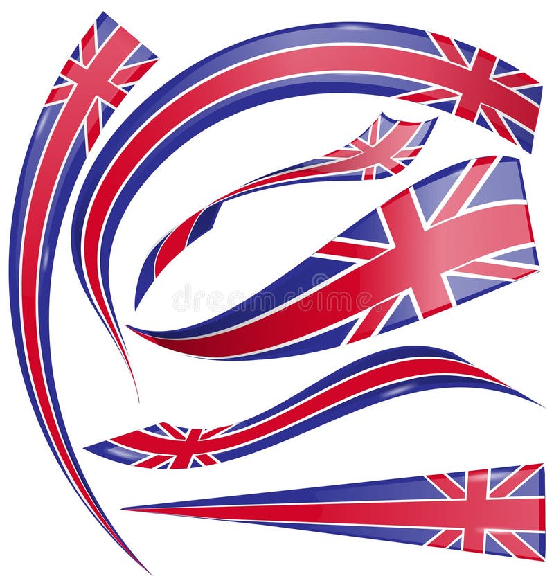 Set of Flags of Great Britain in Different Shapes Stock Illustration ...