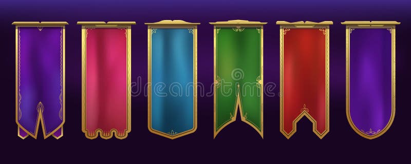 Set of Flags with Heraldry Elements in Medieval or Fantasy Style ...