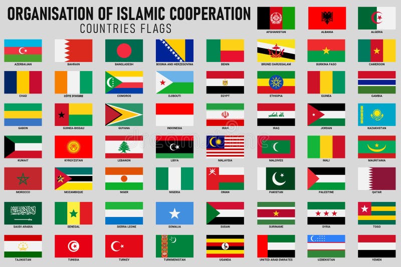 Set of Flags of Islamic Countries with Country Name Vector Design Stock ...