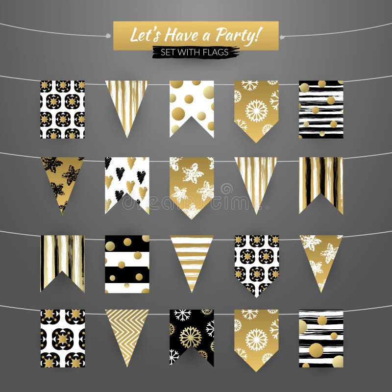 Set with flags stock illustration. Illustration of gold - 66270974