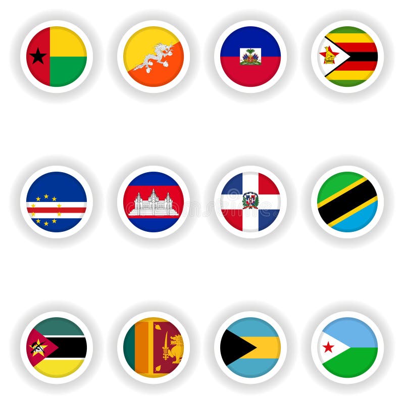 Set of Flags in a Round Button Stock Vector - Illustration of language ...