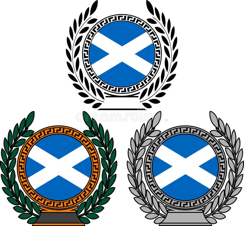 Set of Flags of Scotland with Laurel Wreath Stock Vector - Illustration ...