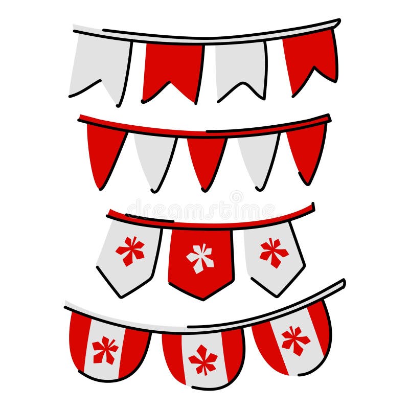 Set of Flags Strung on a String for the Holiday. Flags are Painted in ...