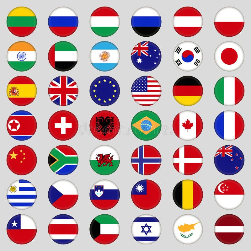 Set of Flags. Top, Famous Country Stock Vector - Illustration of ...