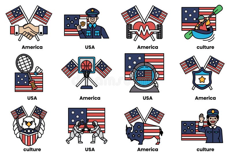 A Set of Flags with the Word America on Them Stock Vector ...