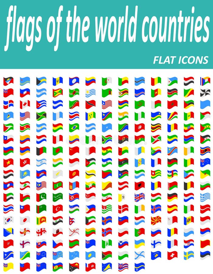 Set Flags of the World Countries Flat Icons Vector Illustration Stock ...