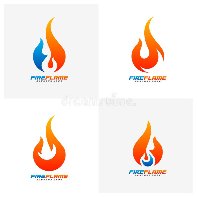 Set of Flame Logo Design Vector, Fire Logo Template, Blaze Icon Symbol ...