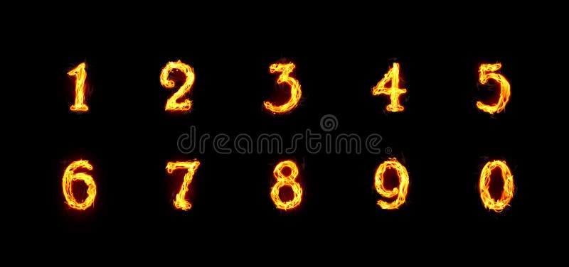 Flaming numbers set stock illustration. Illustration of danger - 95023209