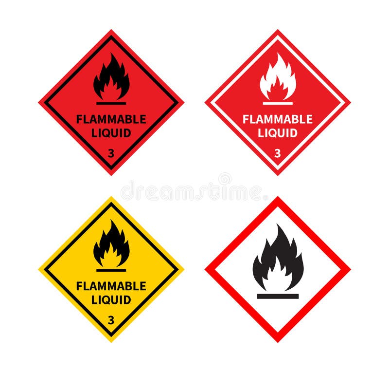 Flammable Liquid Sign on White Background. Danger Sign. Label, Sticker ...