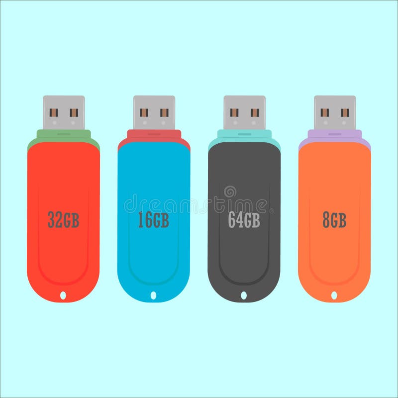 Set of Flash Drive in Flat Style Stock Vector - Illustration of flash ...