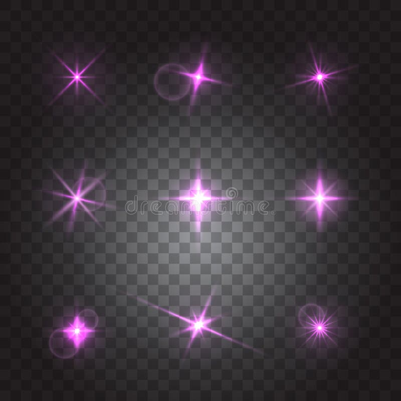 Set of Flash Lights and Shiny Glitter Stock Vector - Illustration of ...