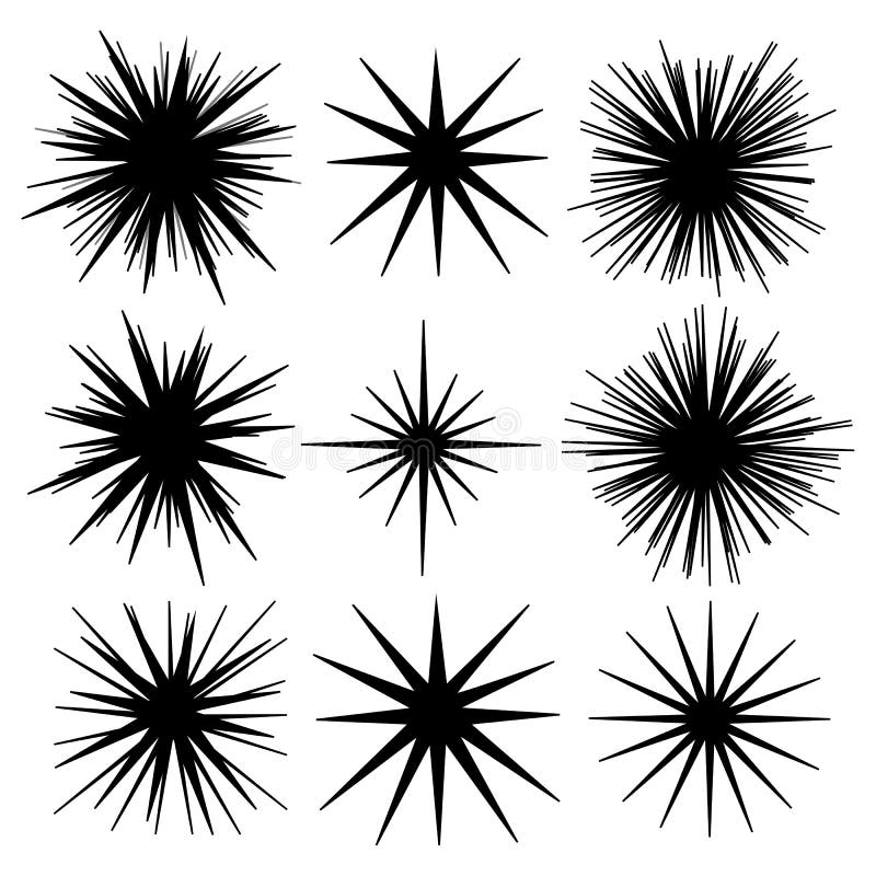 Glowing Radiant Flash Star Templates Patterns Set Stock Vector ...