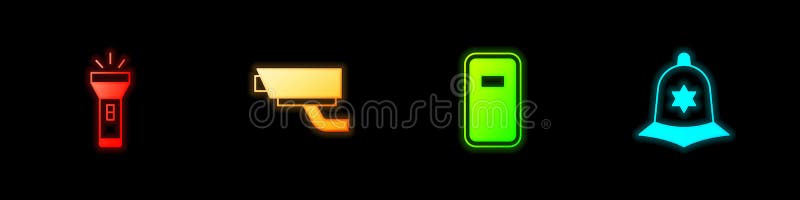 Set Flashlight, Security Camera, Police Assault Shield and British ...