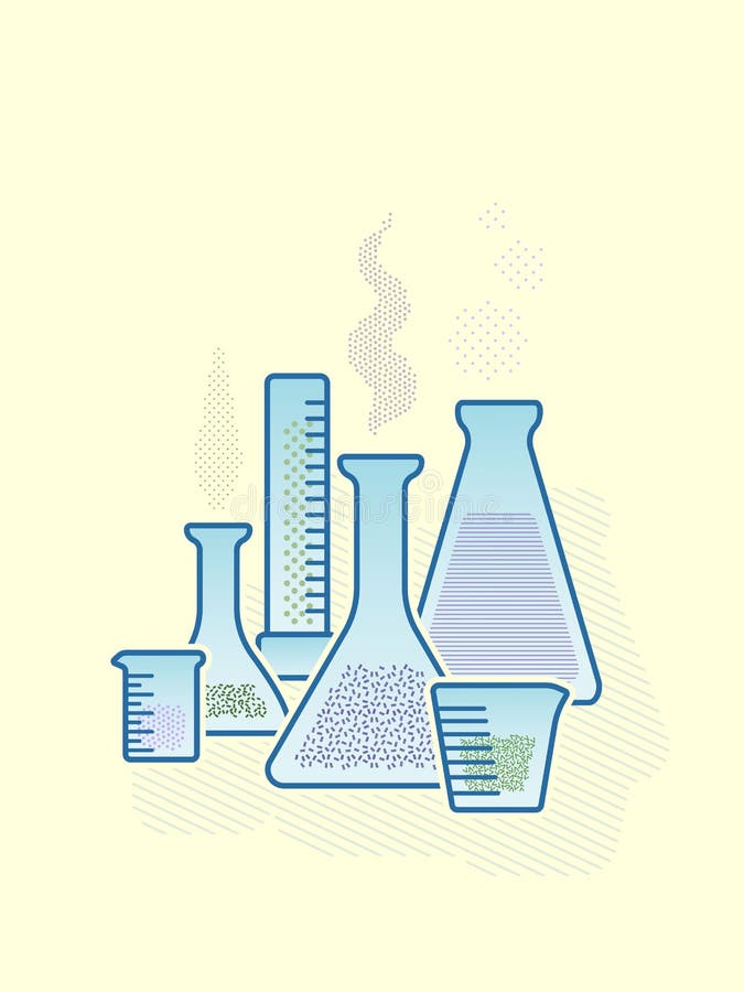 Set of Flasks with Liquid, Vector Illustration of Chemistry Stock ...