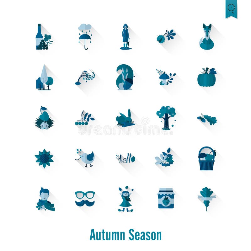 Set of Flat Autumn Icons stock vector. Illustration of flat - 58403655