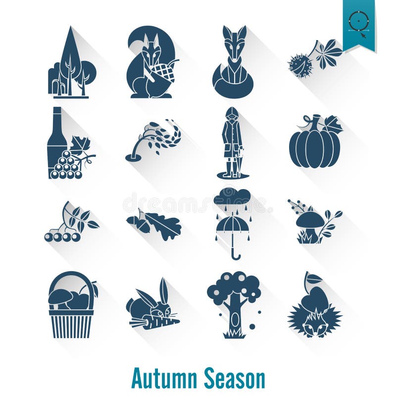 Set of Flat Autumn Icons stock vector. Illustration of halloween - 58403665