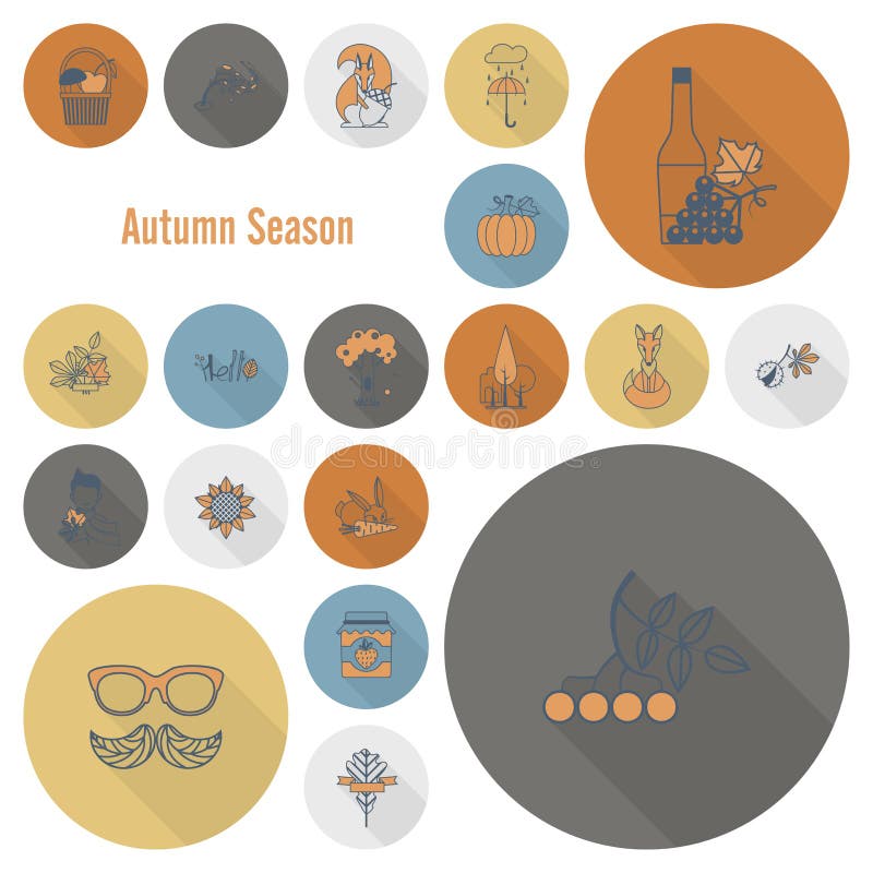 Set of Flat Autumn Icons stock vector. Illustration of element - 59559922